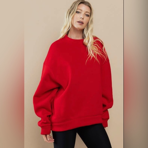 TCEC | Tops | New Margo Oversized Sweatshirt In Red | Poshmark